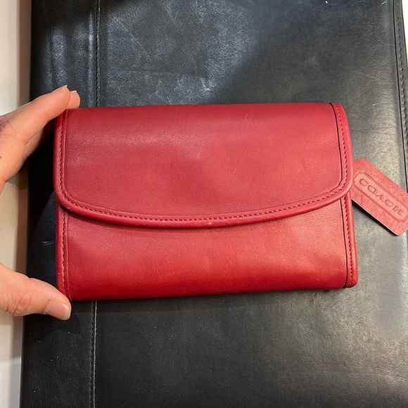 Coach | Bags | Coach Envelope Swing Wallet Purse Phone Bag Red Clutch ...